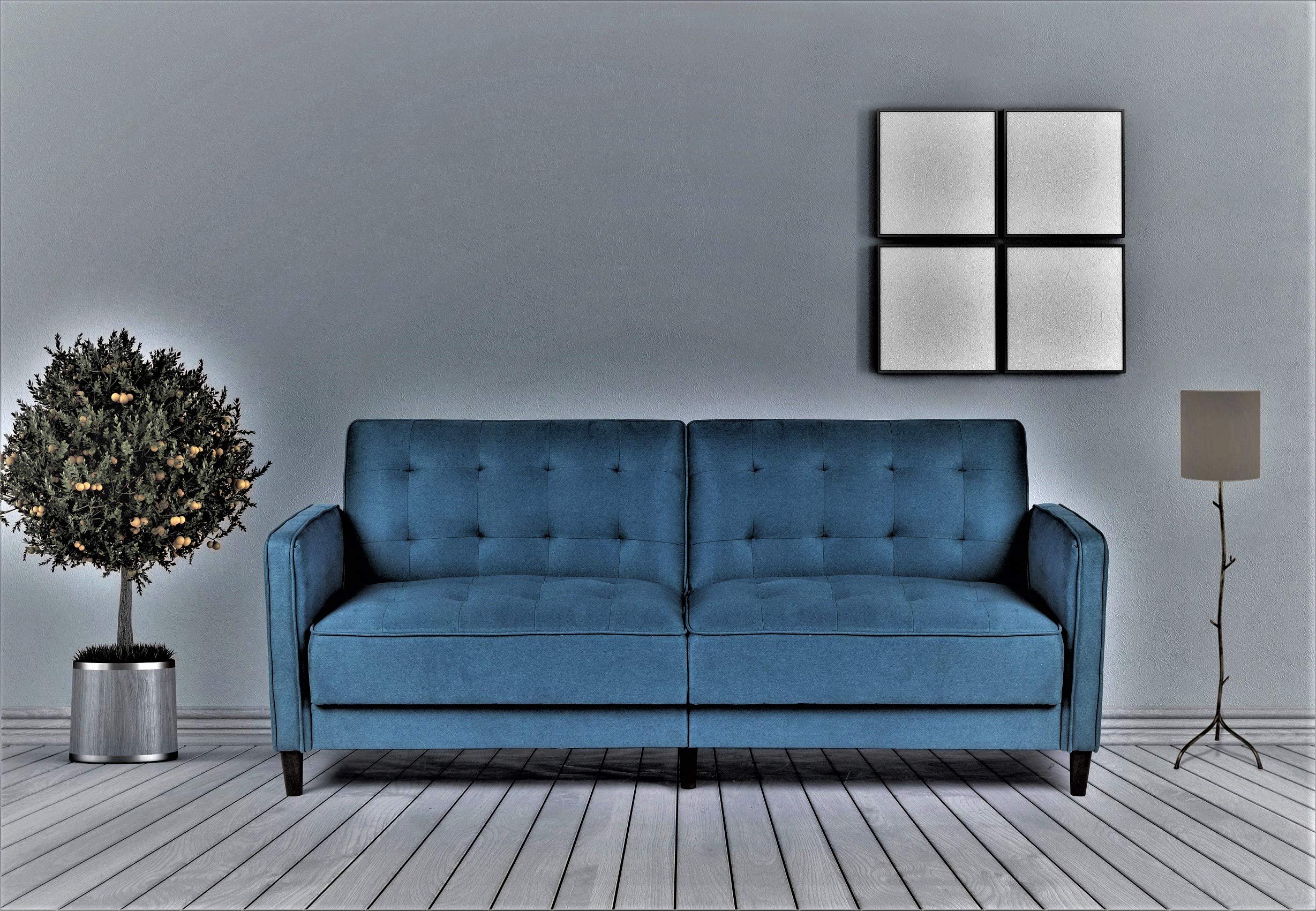 US Pride Furniture Square Arm Sofa Bed Sofabed, Ocean Blue