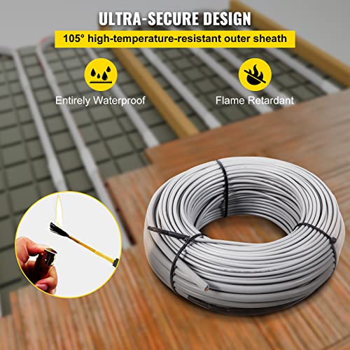 VEVOR Floor Heating Cable,540W 120V Floor Tile Heat Cable,141.1 FT Long,42.7 sqft,with Convenient Temperature Control Panel,No Noise or Radiationā¦
