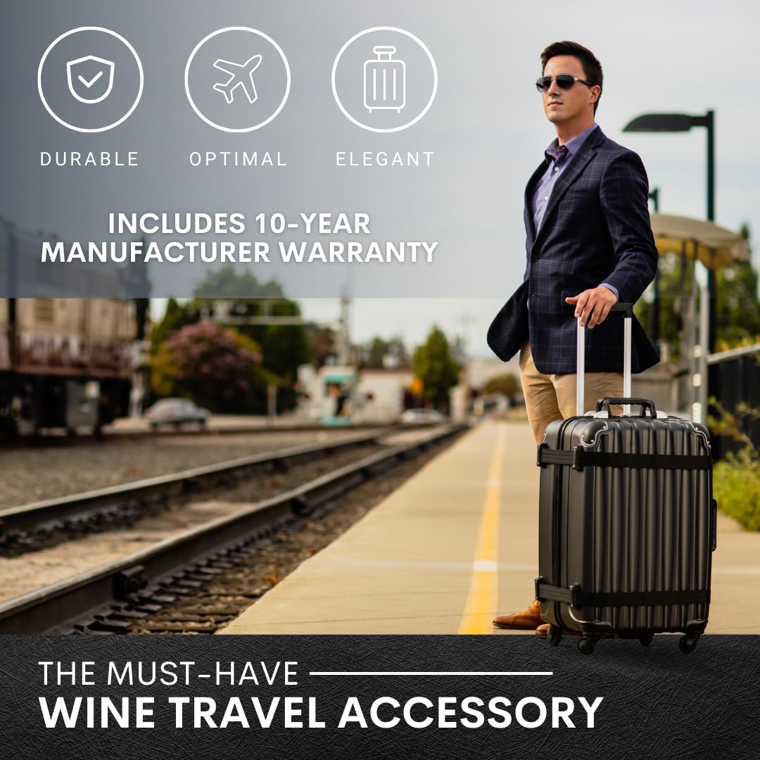 VinGardeValise Bundle - 2 items Wine Travel Suitcase 12 & 8-bottle - Grande 05 and Petite 03, Black