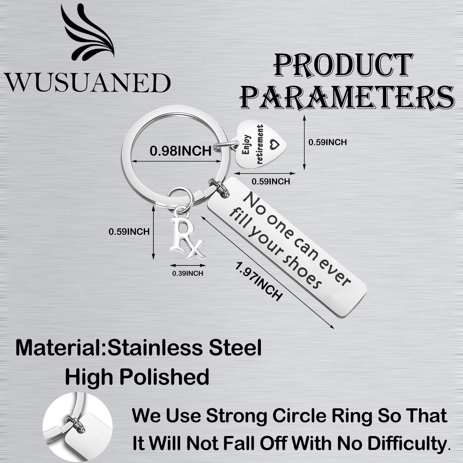 WUSUANED Pharmacist Retirement Keychain RX Retirement Gift For Pharmacy Tech