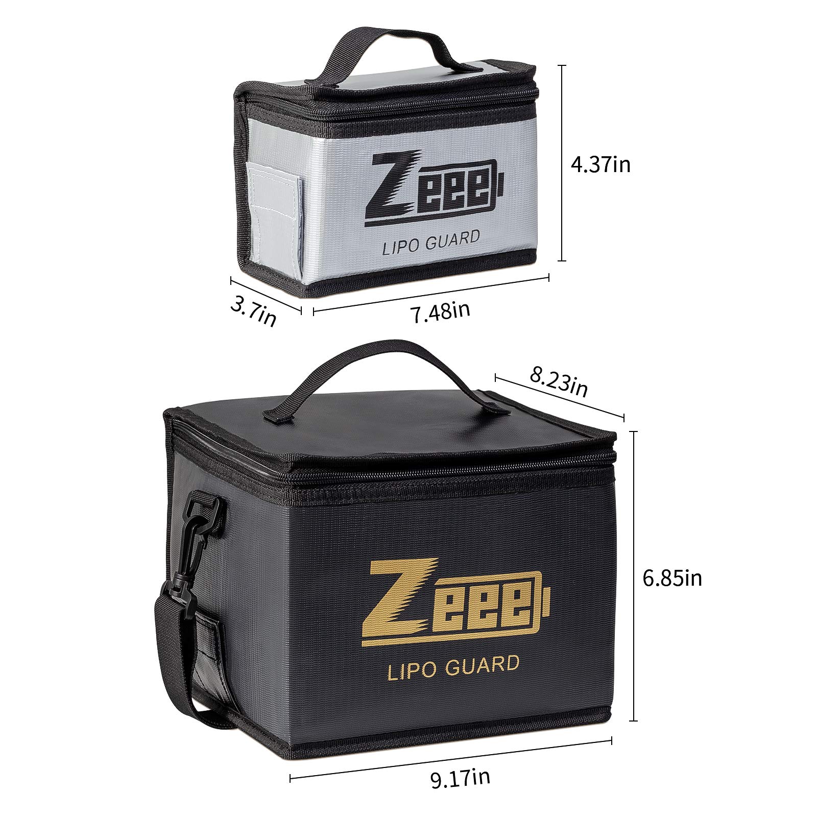 Zeee Lipo Bag Fireproof Battery Safe Bag Explosionproof Bag Lipo Battery Storage Guard Safe Pouch for Charge and Storage (2 Pack)