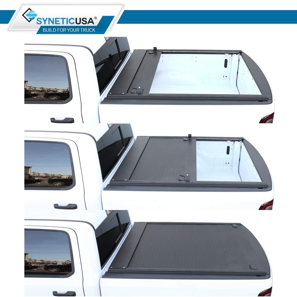 Syneticusa Retractable Tonneau Cover Fits 2019-2024 Ford Ranger 5' (61β) Truck Bed Matte Black Aluminum Low Profile Waterproof