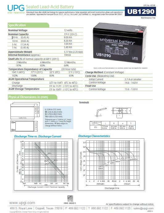 UPG 12V 9Ah SLA Battery Replacement for APC Back-UPS ES 650