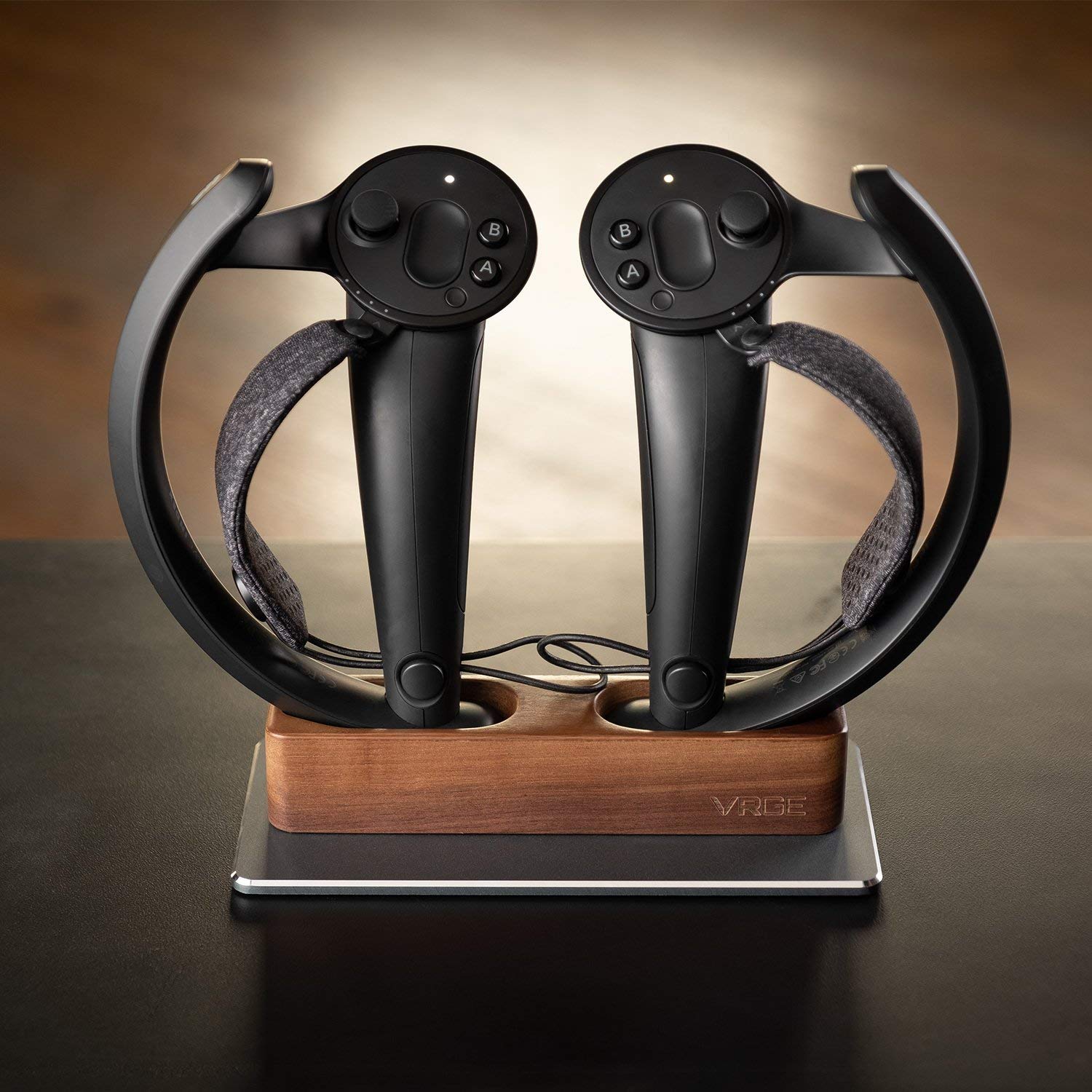 VRGE - Index Controller Dock - Premium Wood Top Storage and Charge Station for Valve Index VR Controllers