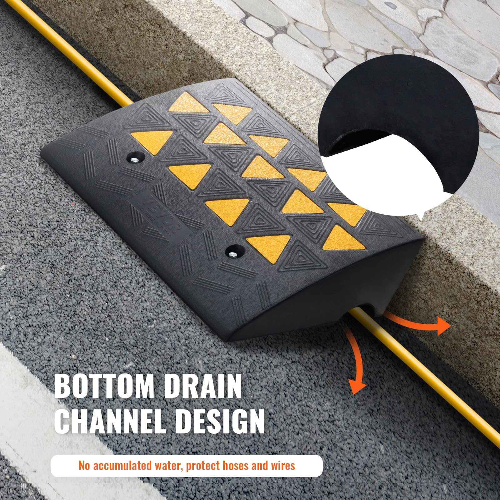VEVOR Rubber Curb Ramp 6" Rise, Heavy Duty Sidewalk Car Ramp for Driveway, 15 Ton Driveway Ramp for The Curb Forklifts Trucks Buses