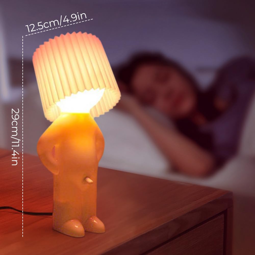 swertoy A Little Shy Man Creative Lamp, A Little Naughty Boy Desk Lamp, Bedside Night Light, Small Night Lights Home Decoration Novelty Gift (Yellow)