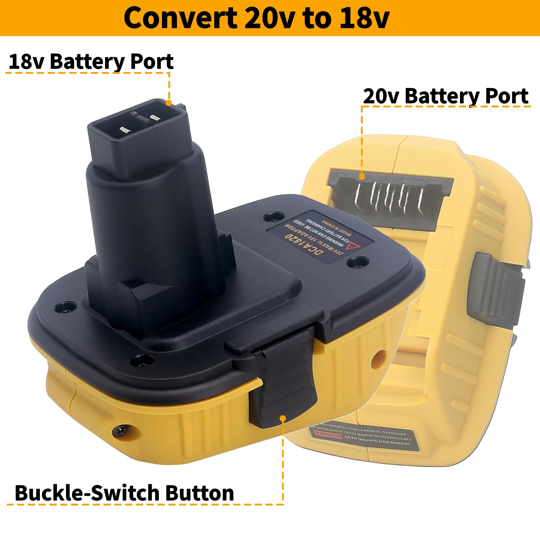 Swidan 18v to 20v Adapter DCA1820 Compatible with Dewalt 18V Tools,Convert 20V MAX Compact Lithium Batteries DCB201 DCB203 to 18 Volt NiCad &NiMh DC9096 DE9096 DW9099 Battery
