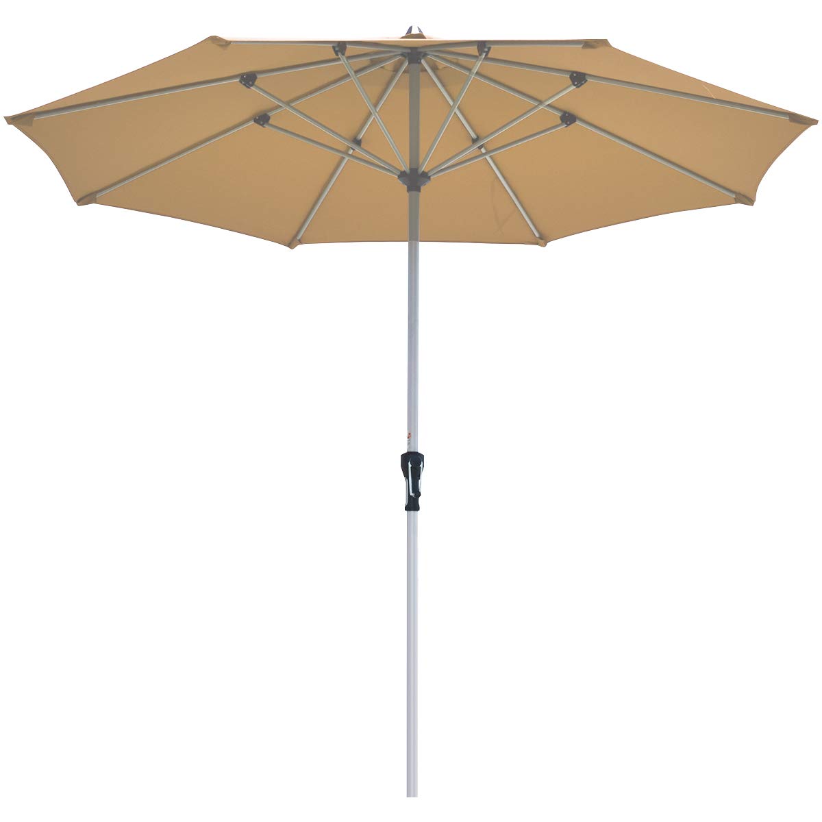 Tangkula 9 ft Patio Umbrella, Outdoor Market Table Umbrella with 1.5β Aluminum Pole, 8 Sturdy Ribs & Crank for Garden, Lawn, Deck, Backyard & Poolside (Beige)