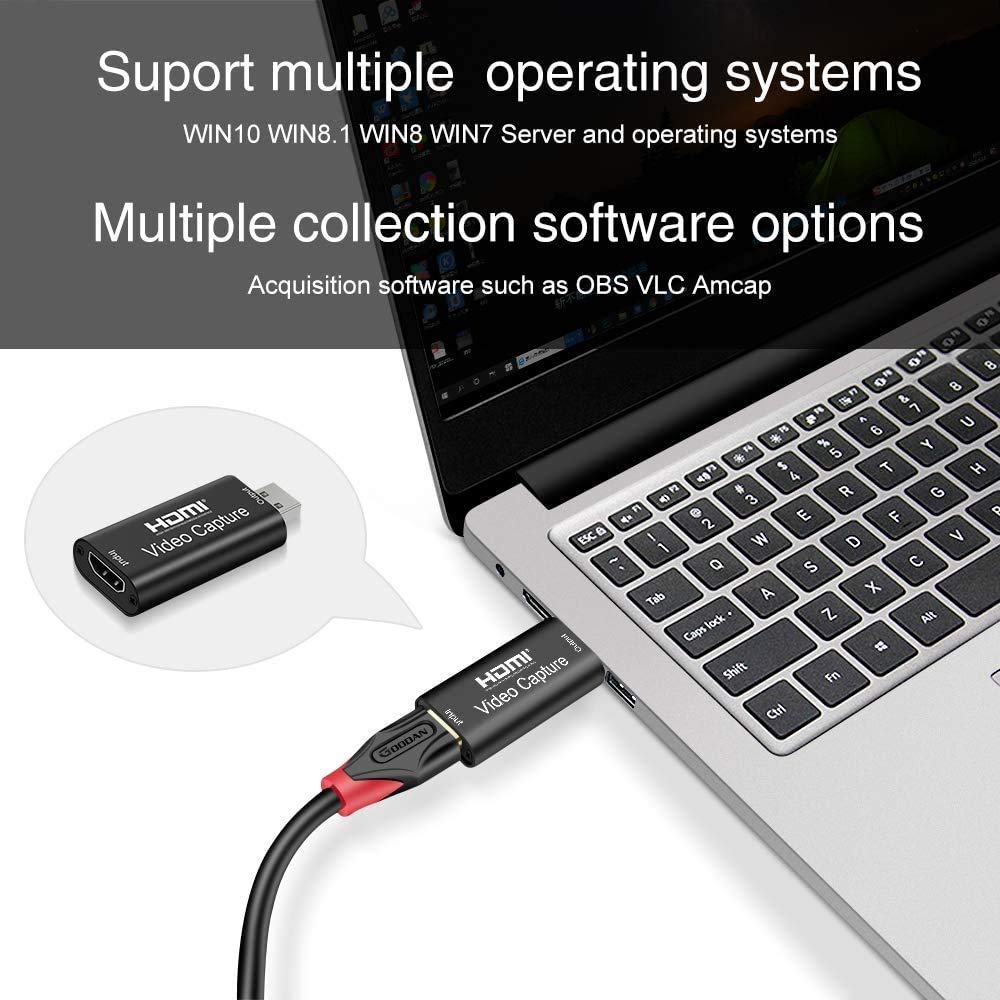 Video Capture Card,HDMI to USB 2.0 1080P High Definition 30 Fps, Plug and Play, for Streaming, Gaming and Online Meetings