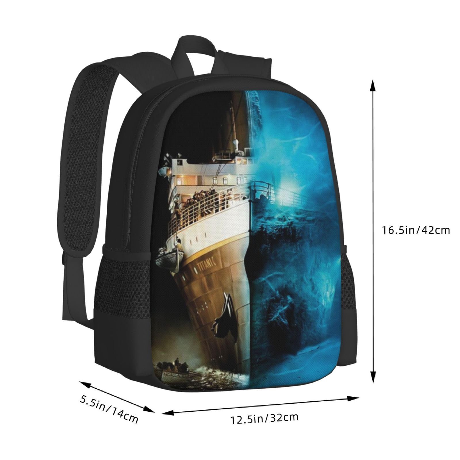 Titanic Backpack 3D Printed Movies Travel Casual Daypack Laptop Backpack Unisex Lightweight Waterproof Daypack Durable Outdoor Work Sport Backpack