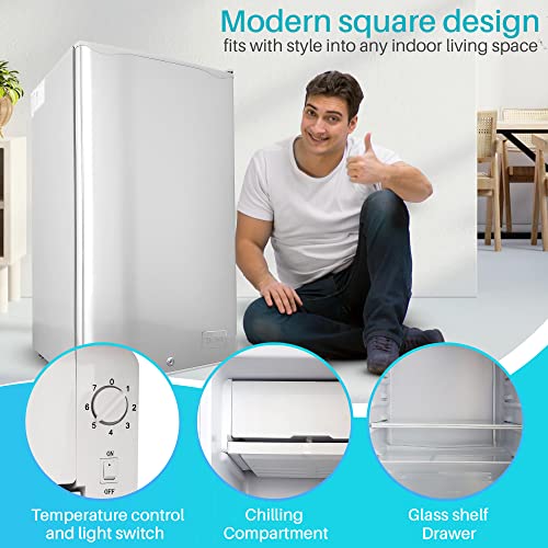 ZLOFT Mini Fridge with Freezer 3.2cu | Portable Mini Fridge for Bedroom, Dorm Refrigerator/Dorm Fridge, Small Refrigerator with Freezer, Mini Refrigerator, Small Fridge RV Refrigerators, White
