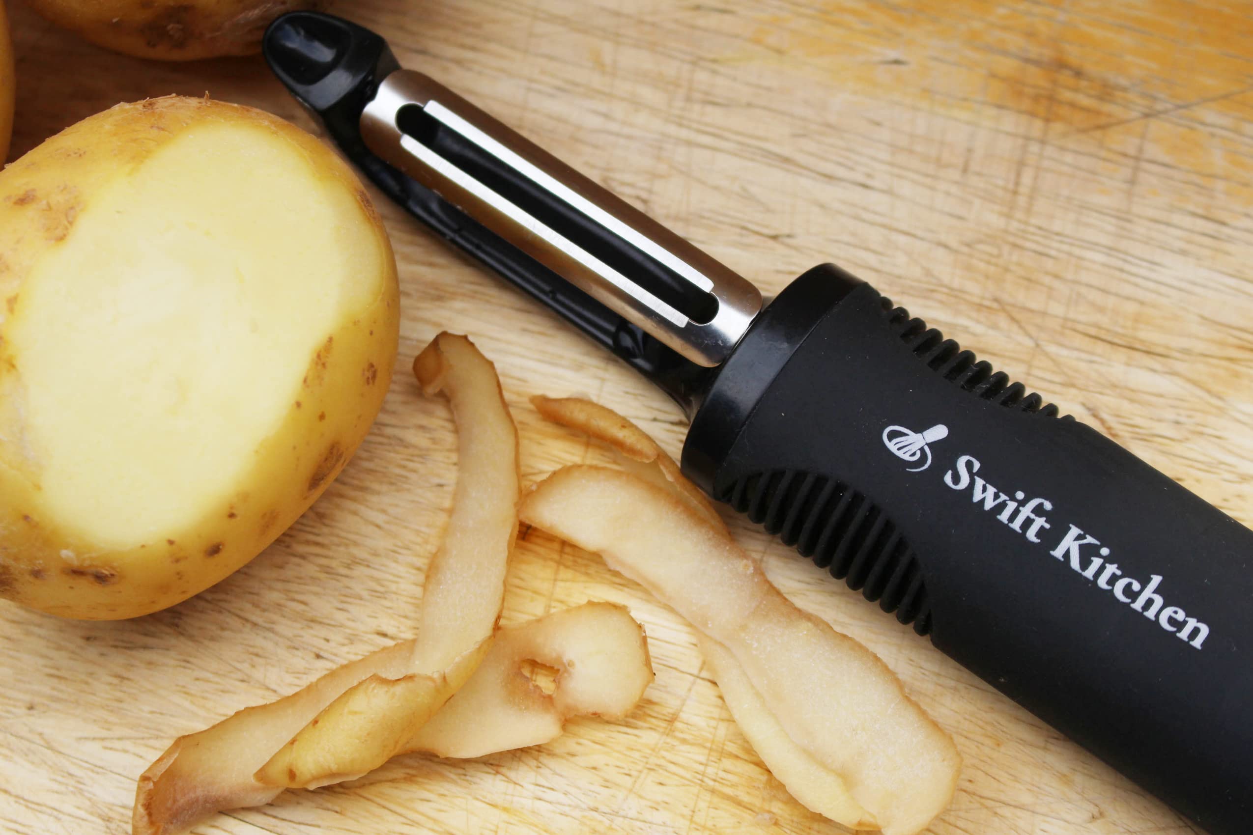 Swift Kitchen Vegetable Peeler with Ultra Sharp Surgical Grade Stainless Steel - Multipurpose, Rustproof, Dishwasher Safe - Peelers for Kitchen, Potato, Apple, Veggie, Fruit