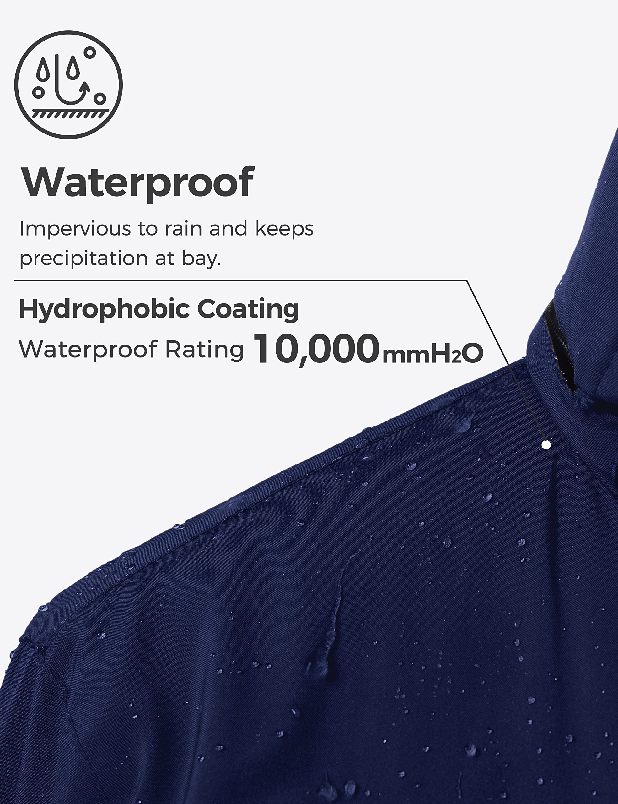 wantdo Men's Waterproof Snow Coat Rain Jacket Wind Resistant Winter Parka Dark Blue M