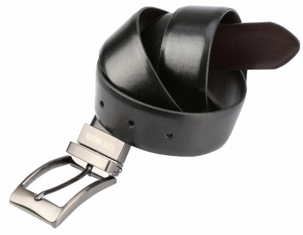 Steve Madden Men's Dress Casual Every Day Leather Belt, Black/Brown (Burnished), 40