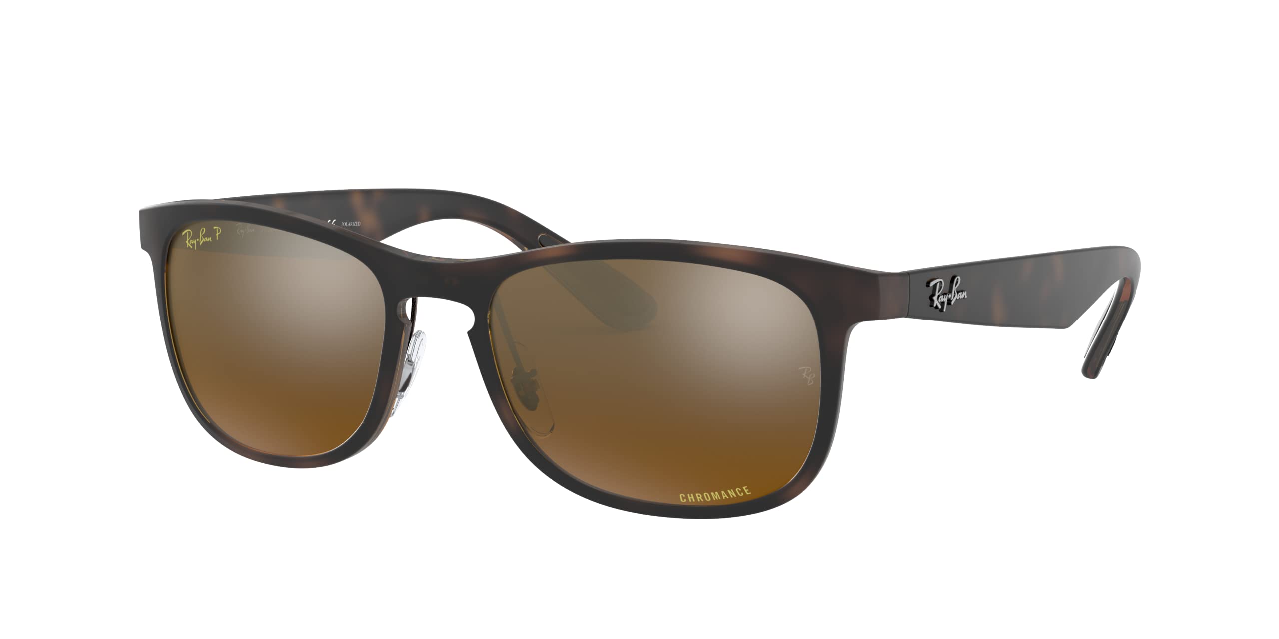 Ray-Ban Men's RB4263 Chromance Square Sunglasses, Matte Havana/Polarized Brown Mirrored Gold Gradient, 55 mm