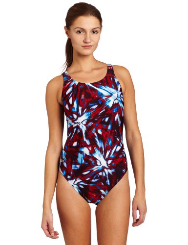 Speedo Womens Laser Blast Xtra Life Lycra Super Pro Swimsuit, Navy/Red/White, 26