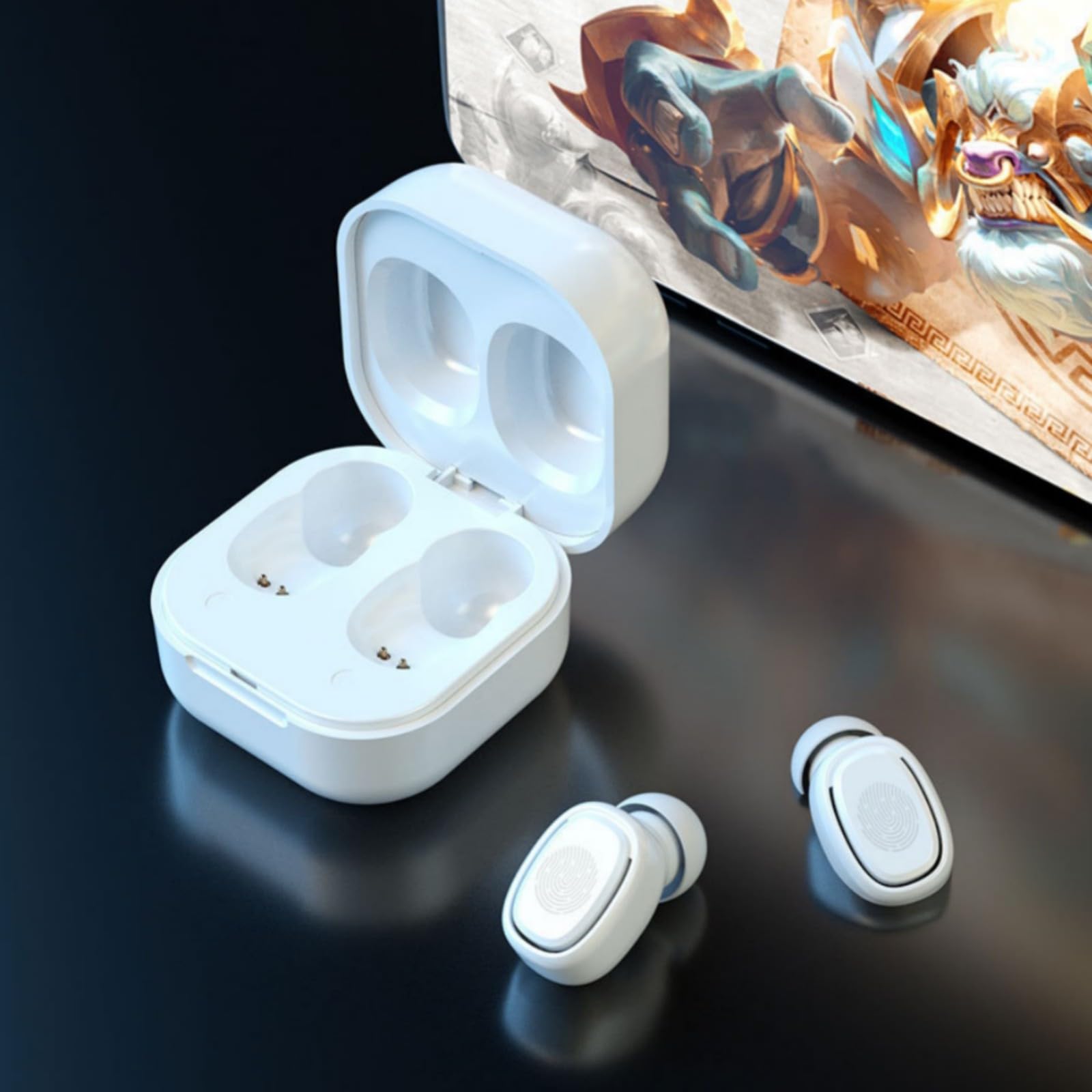 Wireless Bluetooth 5.2 Headphones - Bluetooth in Ear Light-Weight Headphones, Transparent Digital Display, Built-in Microphone, New Immersive Premium Sound (White)