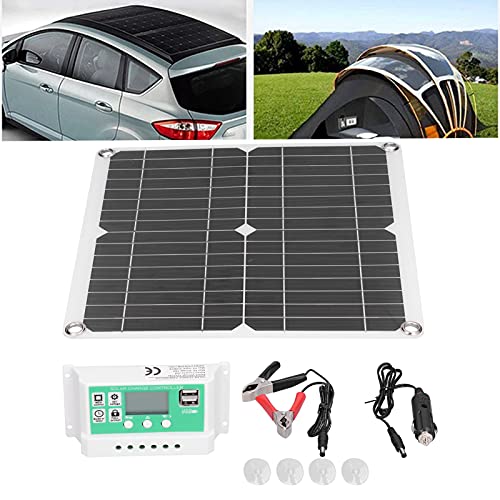 Solar Panel Kit Outdoor Charge Controller 40W 18V Photovoltaic Panel 20A Flexible 20A Controller Silicon with Power Bank Monocrystalline Module for Controller Rated Current
