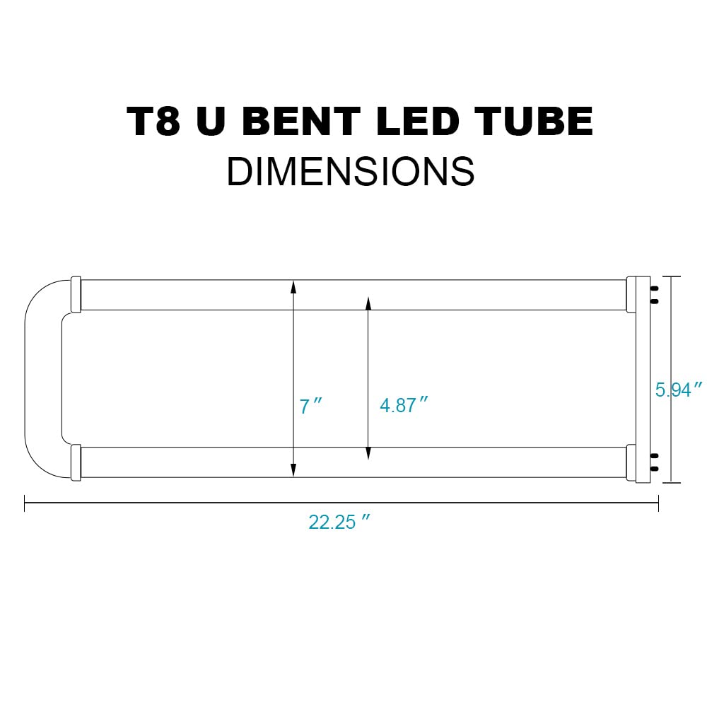 Romwish U Shaped LED Tube Lights, T8 T12, 18W(40W Equiv.), 6000K Super Bright, 2000LM, Fluorescent Light Tube Replacement, Ballast Bypass, Dual-Ended Powered, Clear Cover, 4 Pack
