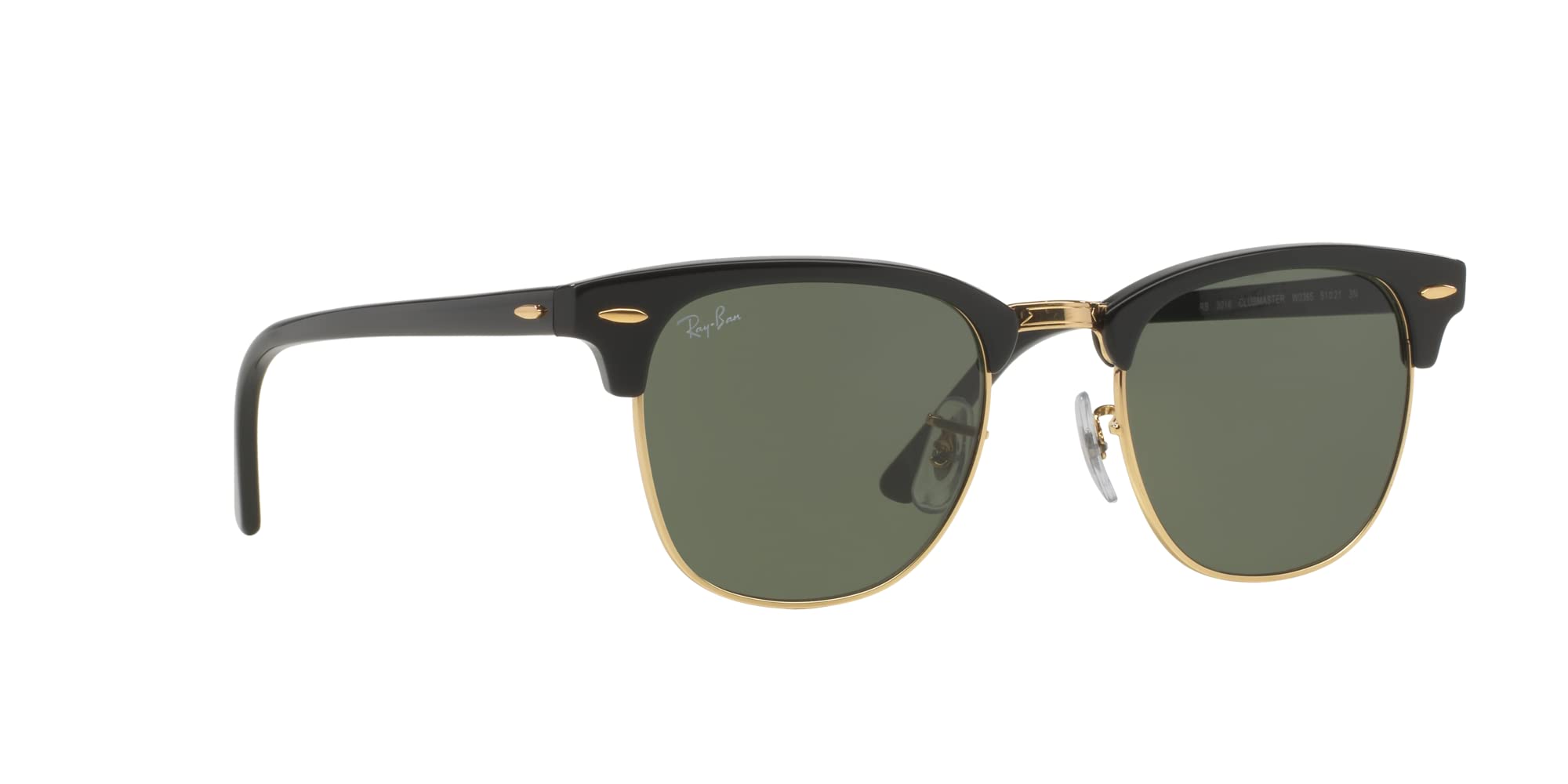 Ray-Ban RB3016 Clubmaster Sunglasses (51 mm, Solid Black G15 Lens Non-Polarized Lens)