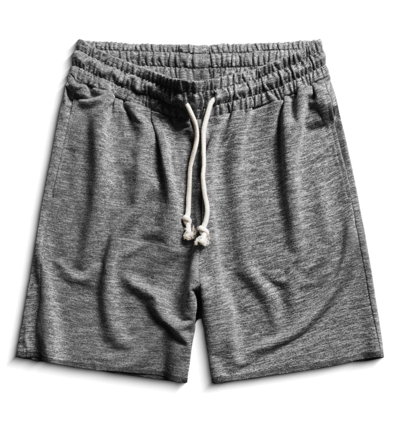 Zengjo Sweat Shorts Men 6 Inch Drawstring with Pockets(Marled Black,M)