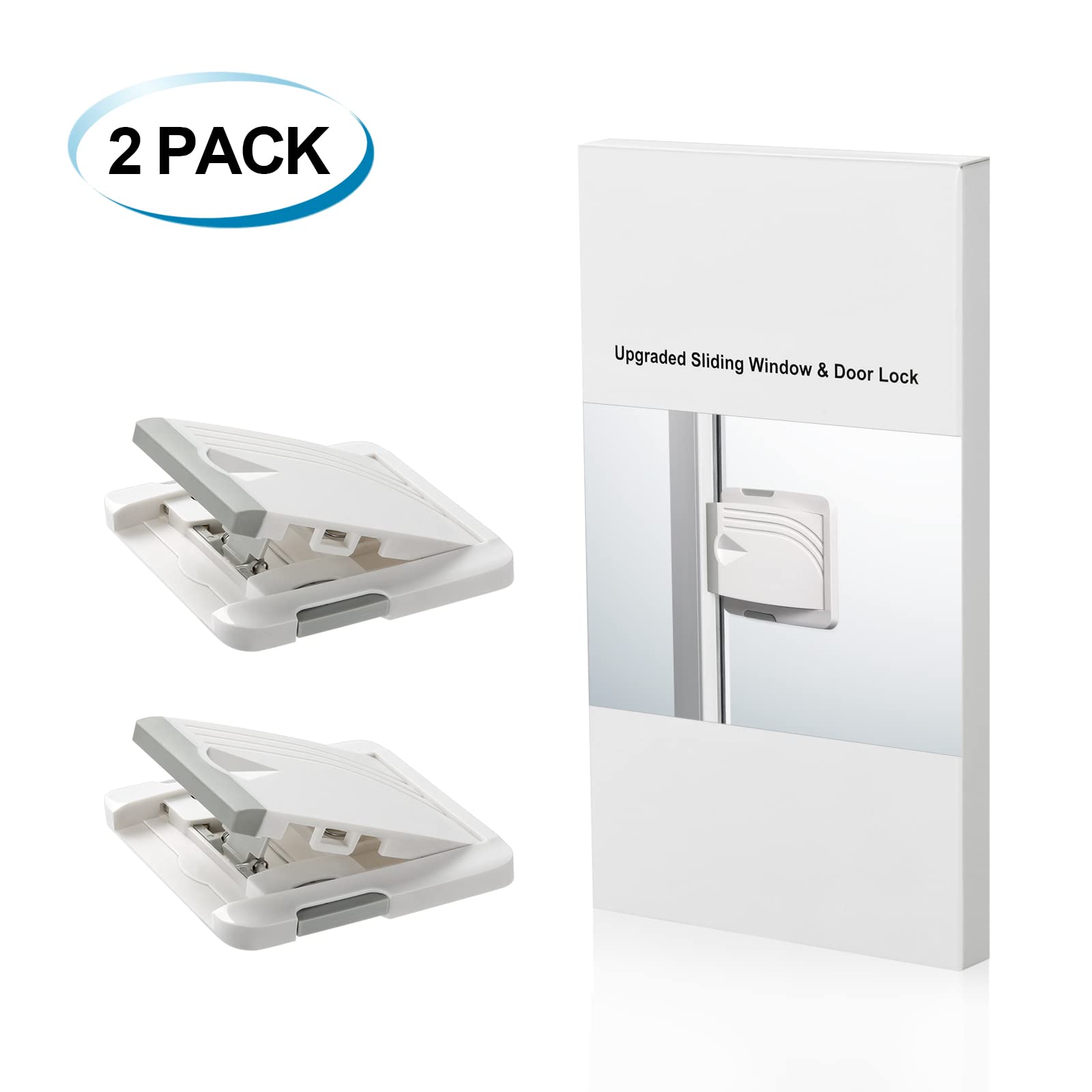 Sliding Door Lock, 2 Pack Child Safety Sliding Glass Door Lock for Sliding Glass Doors, Sliding Windows, Sliding Closet, etc. Easy to Installation Provides More Security for Your Baby and Pets