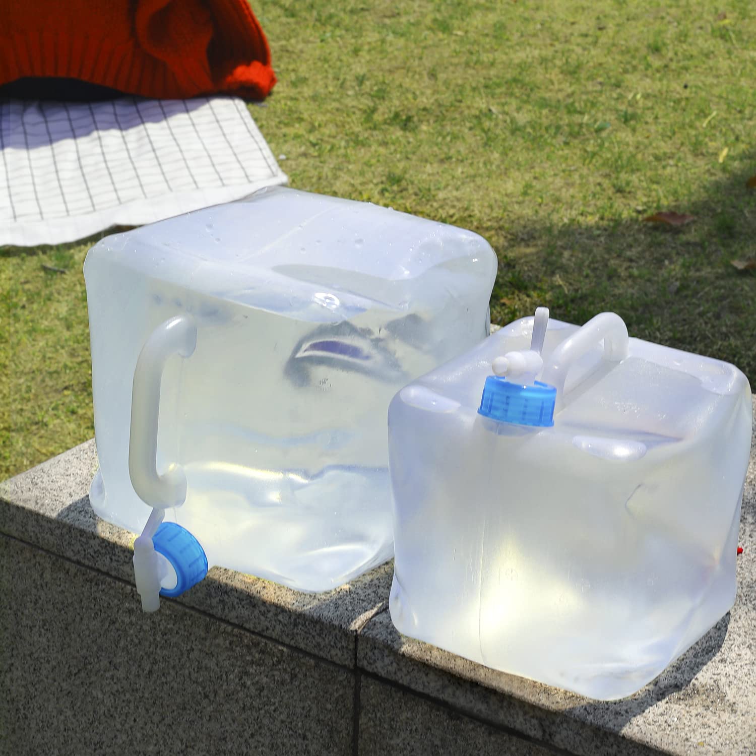 UMETASS 2 Pack-5.3 Gallon Collapsible Water Container with Storage Bags, Foldable Cube Water Jugs Portable Water Storage for Outdoors Camping Hiking (5.3Gallon-2pack)