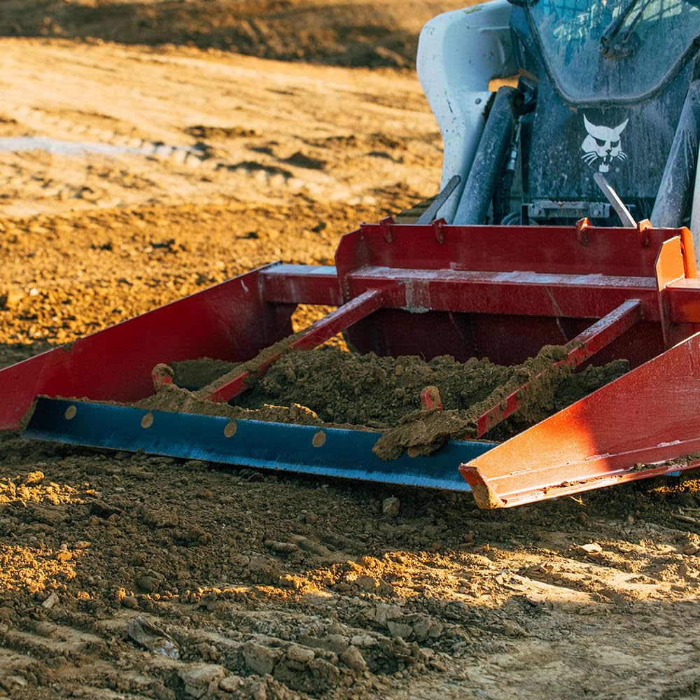 Titan Attachments 84in Skid Steer Grader, Universal Quick Tach, Triple Cutting Edge Box Grader, Push and Pull Road Grader