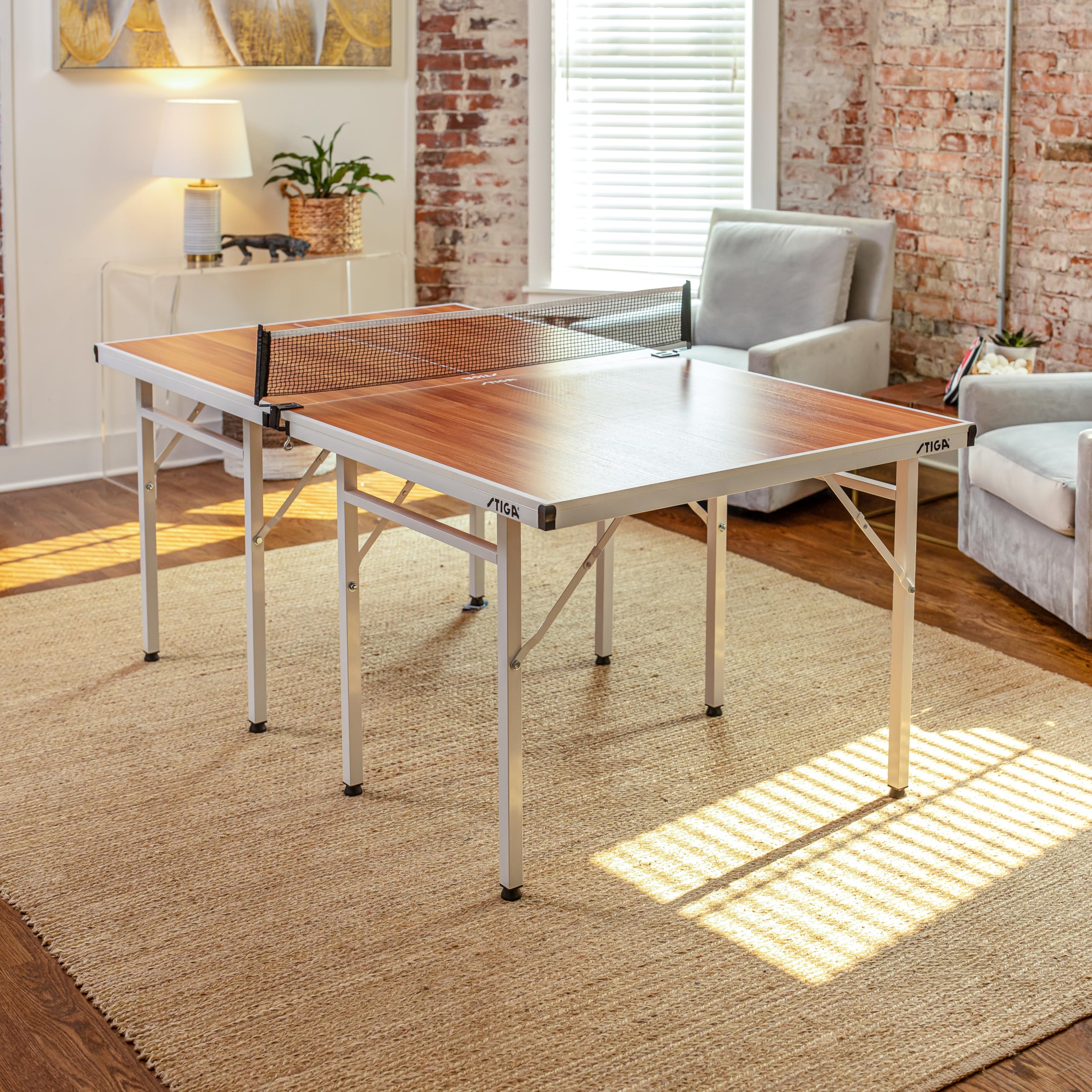 STIGA Space Saver - Mid-Size Portable Table Tennis Table - Compact Storage Fits in Most Closets โ Includes Ping-Pong Net & Post - No Assembly Required