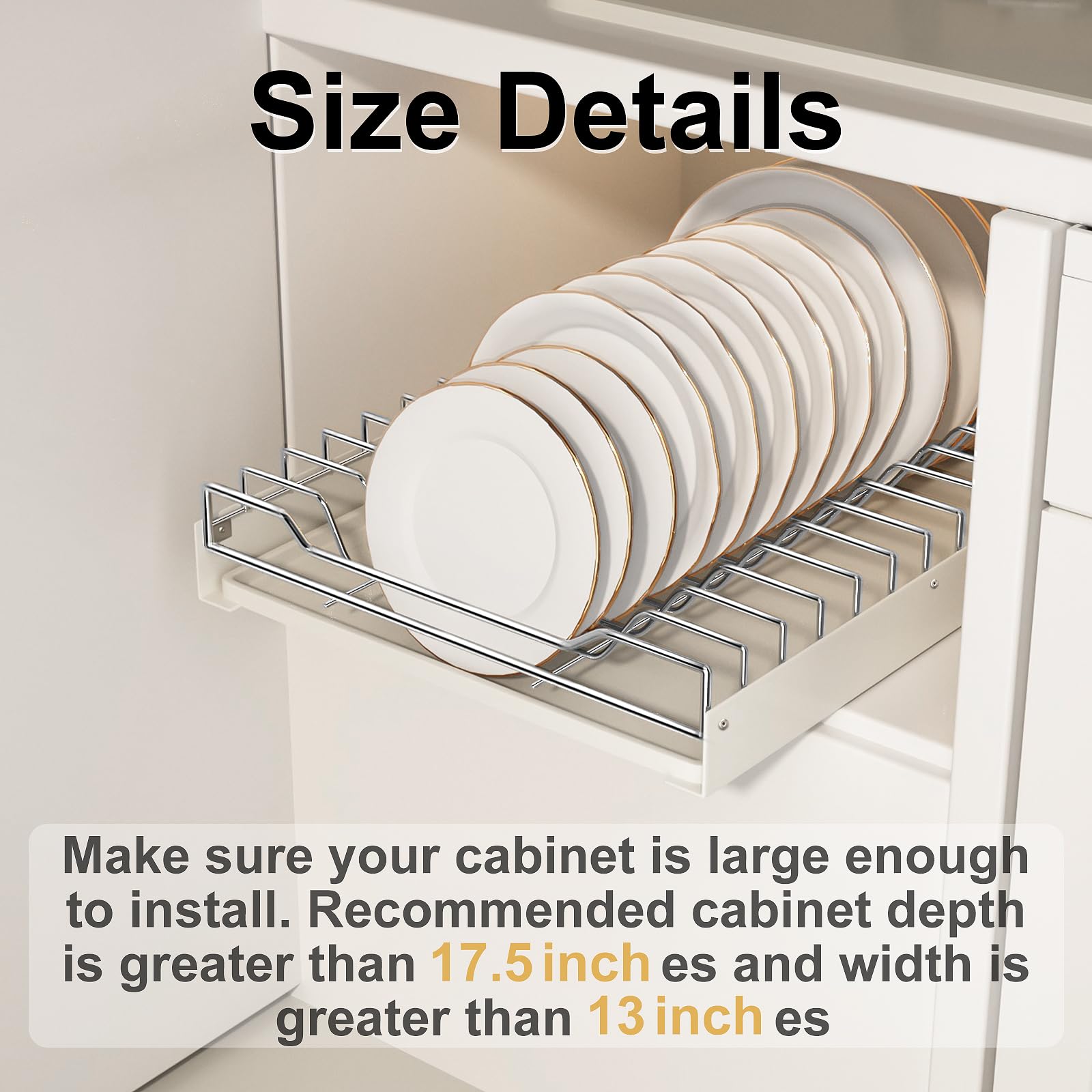Tksrn Pull Out Cabinet Organizer Fixed With Adhesive Nano Film, Dish Drying Rack with Drainboard Set, Stainless Steel Dish Racks for Kitchen Counter, 11.8" W x16.6 D x 2.95" H