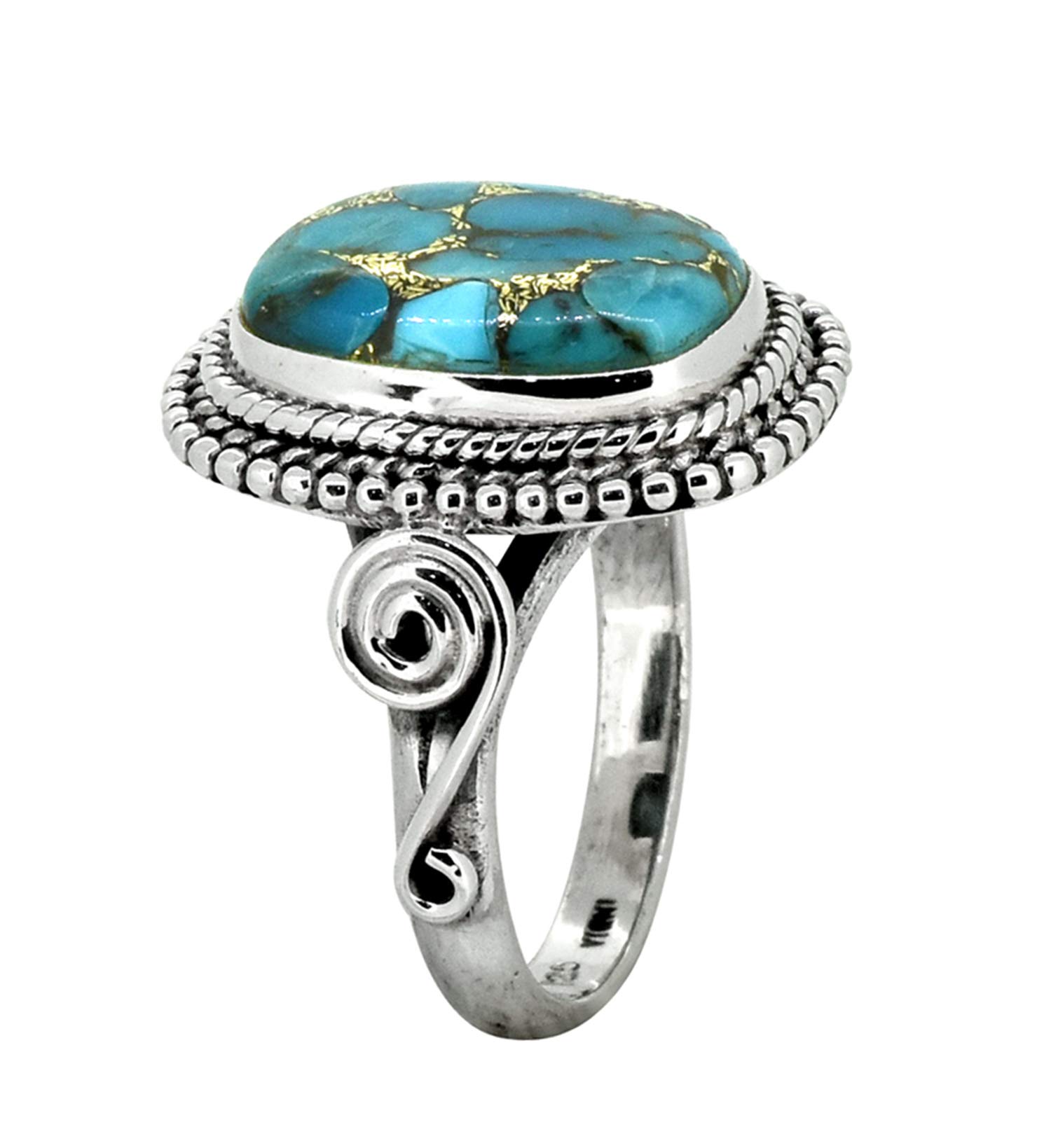 YoTreasure 10x14 MM Natural Moonstone Vintage Boho Ring Solid 925 Sterling Silver