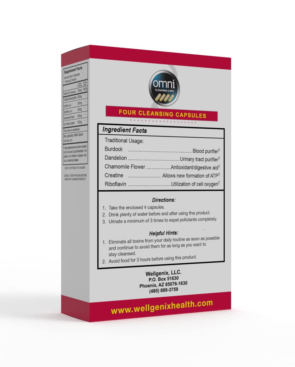 Wellgenix Omni Herbal Cleanse Detox Capsules: Fast Acting, Extra Strength Detox Cleanse for Whole Body, Flush Your System with Detoxifying Capsules, 4 Count (2)