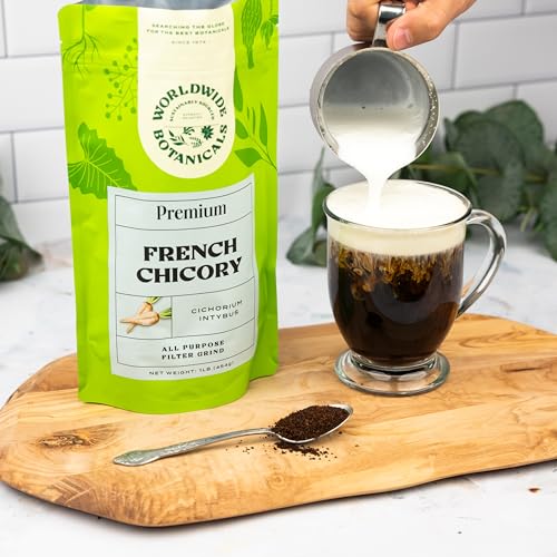 Worldwide Botanicals French Chicory Root - Brew Like Coffee, Blend Roasted Chicory Root With Coffee, Prebiotic Coffee Alternative, Acid Free, Caffeine Free, Kosher - 1 Pound