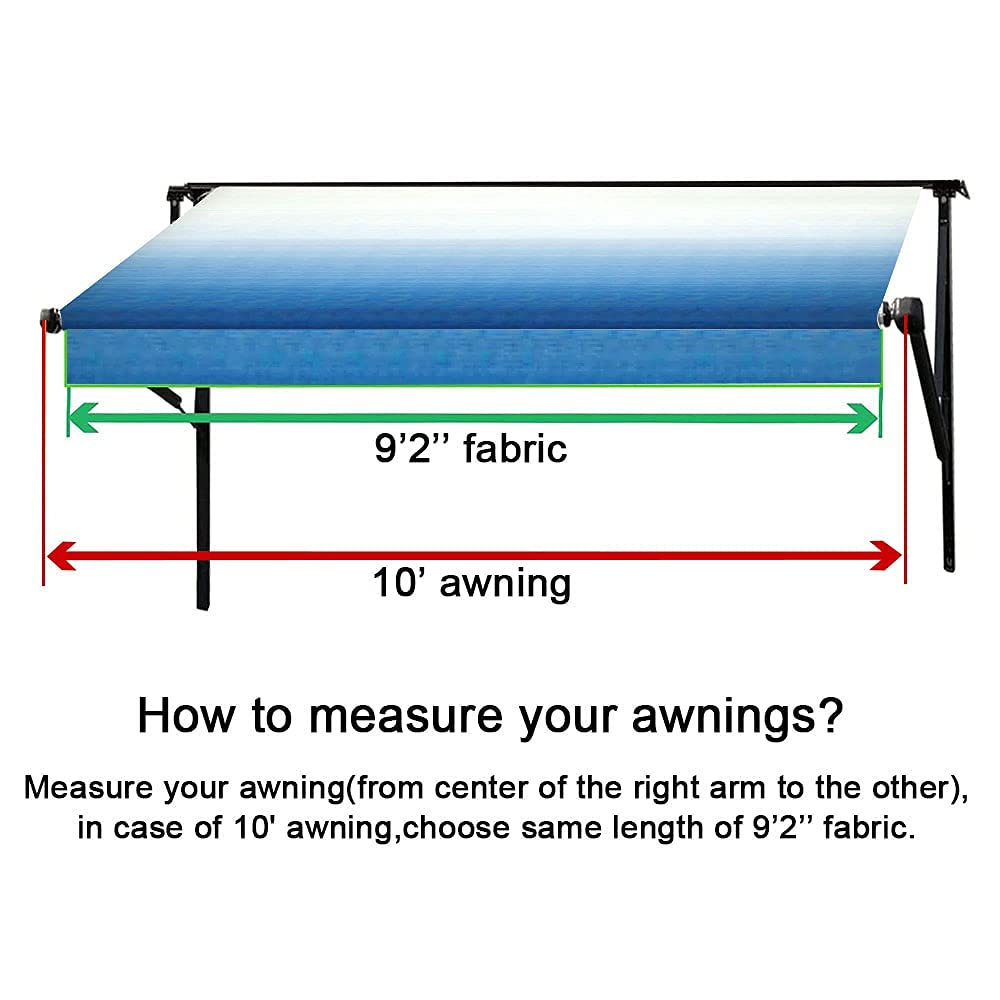 Suncode RV Awning Fabric Replacement Waterpoof Universal Outdoors Canopy for Camper,Trailer,and Motorhome Awning Replacement Premium Grade Vinyl RV Canopy Replacement 10'(Fabric 9'2") Black Fade