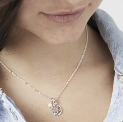 TOUS Sterling Silver Necklace for Women with Pearl and Bear Motif, Size: 1.2 cm. Length: 45 cm, Camee Collection