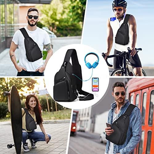 Sling Bag Sling Backpack Crossbody Bag for Women Men Chest Shoulder Bag Travel Hiking Daypack (Purple)