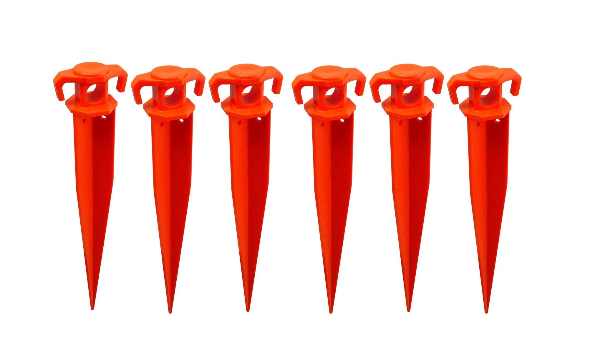 THE UM24 Pack of 6-11ā Ground Stake Stick Strong Outdoor Camping Tent Or Garden Pegsā Orange (11 inches - 6PC)