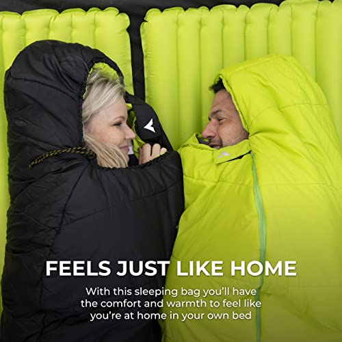 TETON Sports Leef Mummy Sleeping Bag - Lightweight Sleeping Bag for Backpacking, Camping, and Hiking - Cold-Weather Sleeping Bag - Camping Accessory with Drawstring Compression Sack - Long 0℉, Black