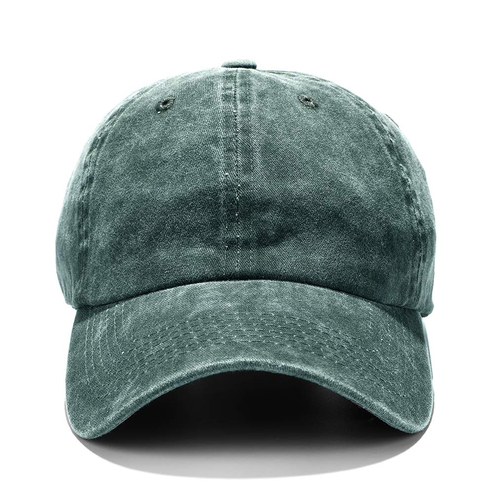 Vankerful Unisex Vintage Washed Dyed Dad Hat Plain Cotton Twill Low Profile Adjustable Solid Colour Baseball Cap Strapback (Army Green)