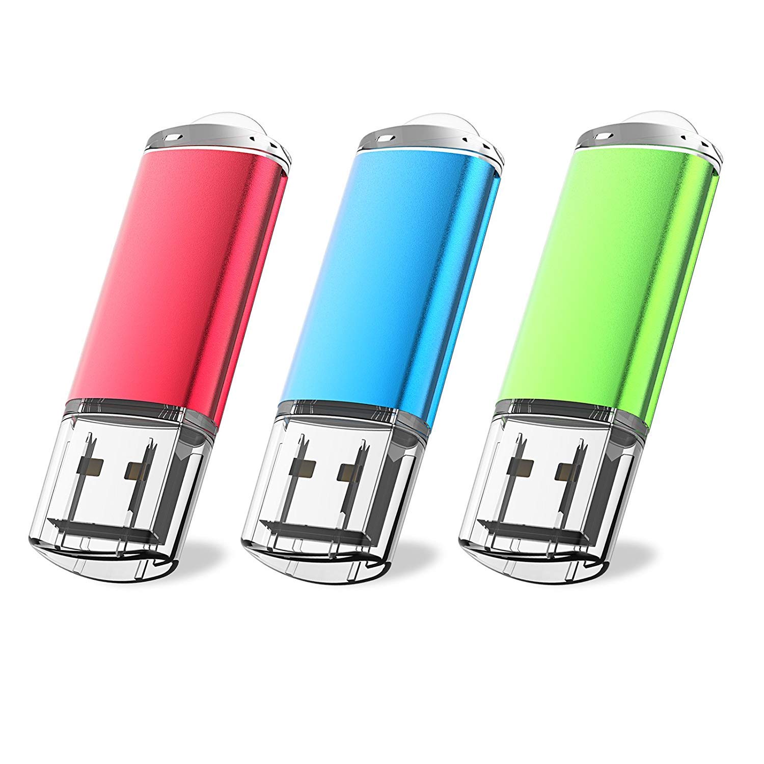 wellsenn 3 X 16 GB USB Flash Drive 16 gb Thumb Drive Memory Stick Swivel Keychain Design Mixcolor (16G3) (mixcolor3)
