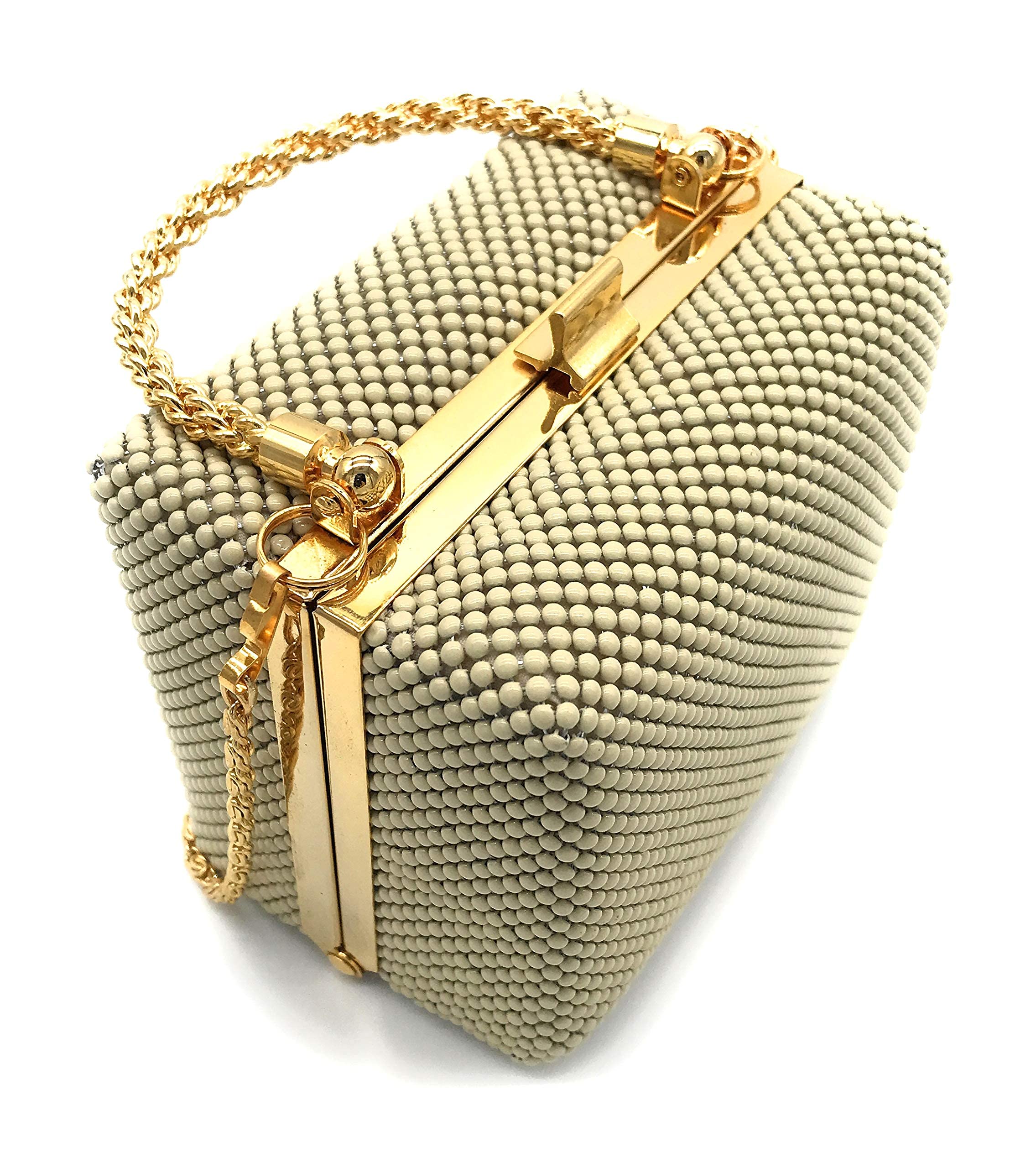 XX-Small clutch Metal beaded mesh evening box purse for Cocktail Party Prom Wedding Banquet (Blue)