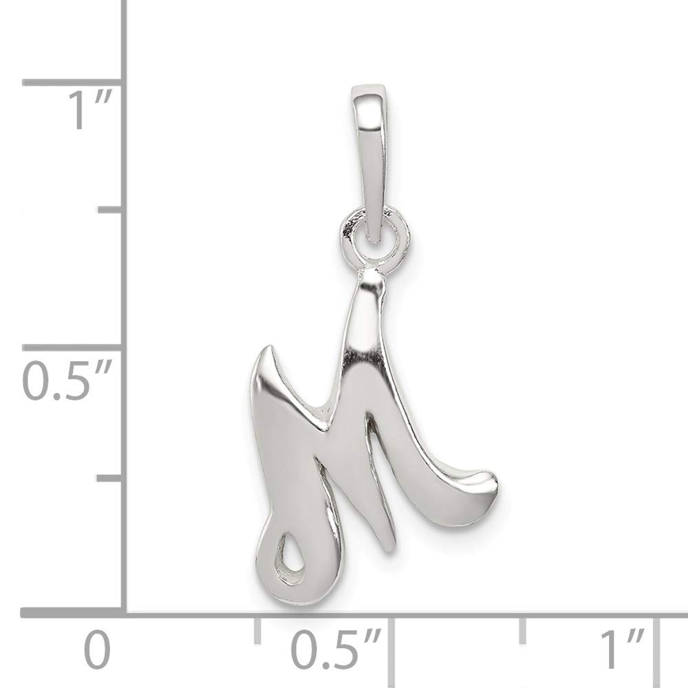 Solid 925 Sterling Silver Initial Letter M Pendant Alphabet Charm mm