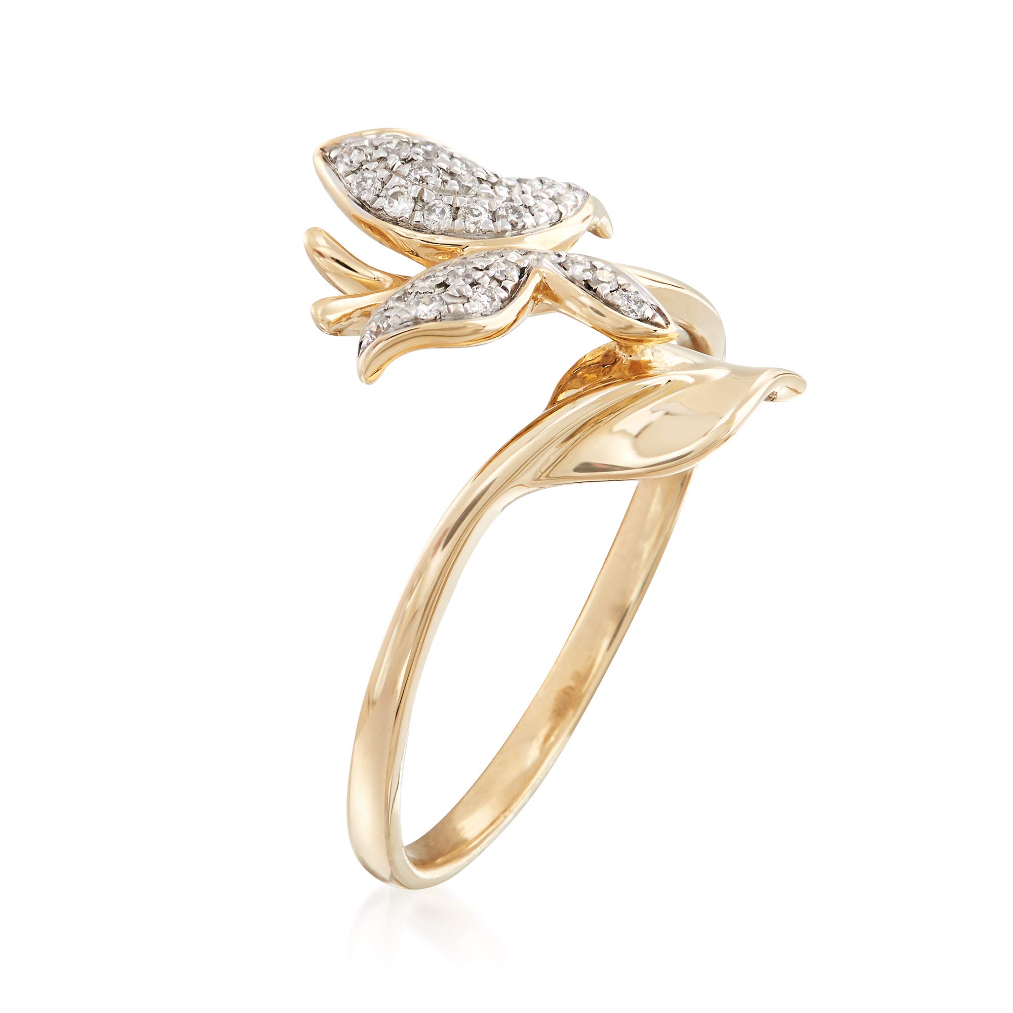 Ross-Simons 0.12 ct. t.w. Diamond Butterfly Ring in 14kt Yellow Gold. Size 8