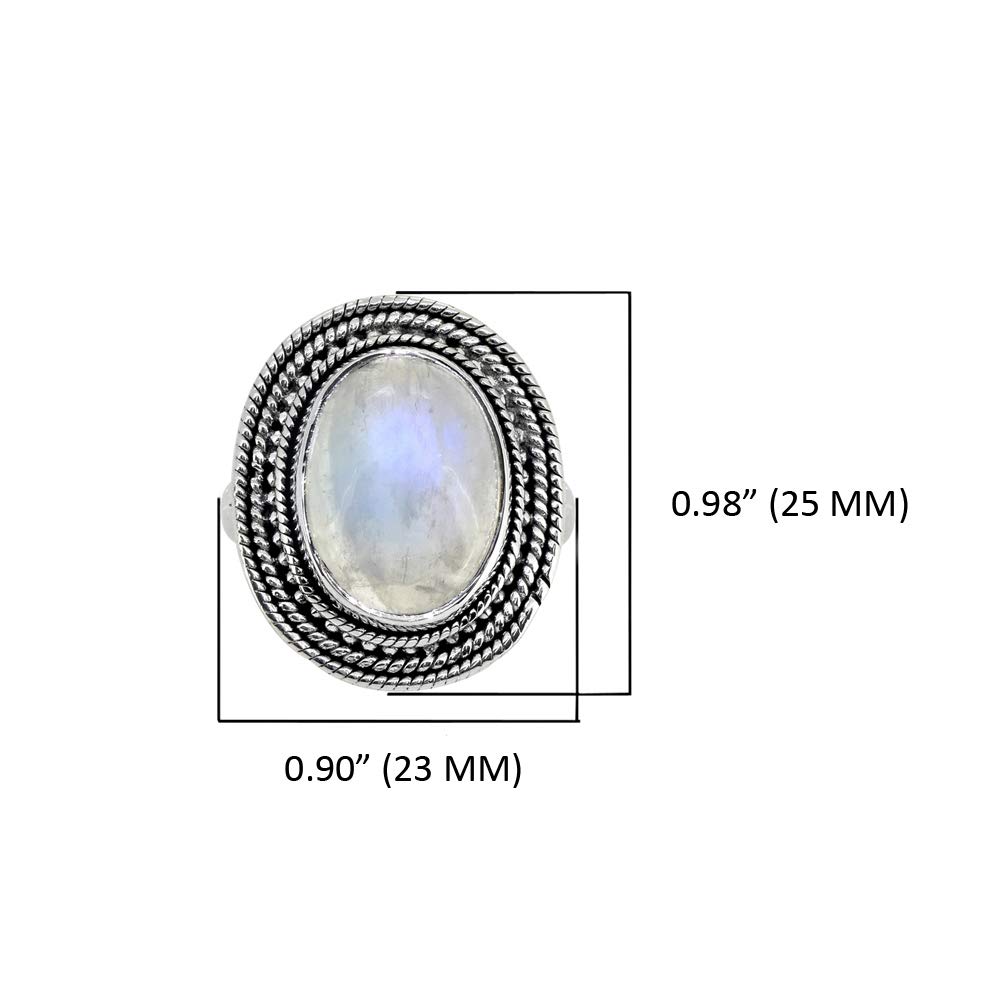 YoTreasure Moonstone Solid 925 Sterling Silver Ring