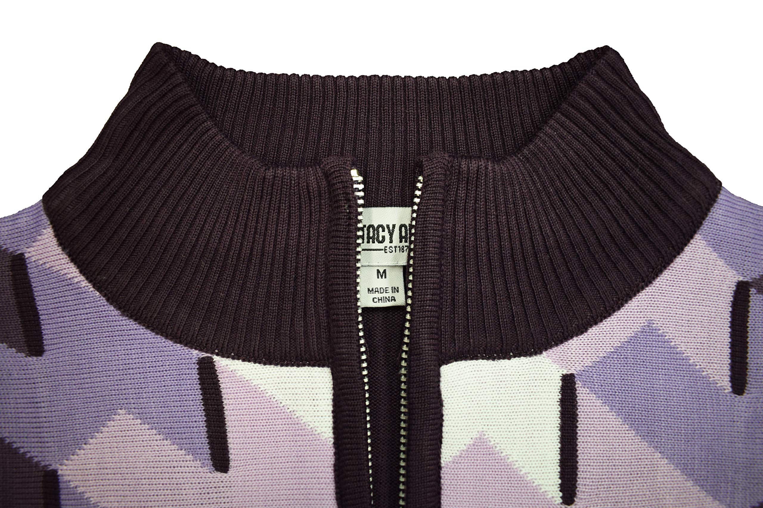 STACY ADAMS Men’s Sweater, Ombre Geometric Front Design (4XL, PURPLE)