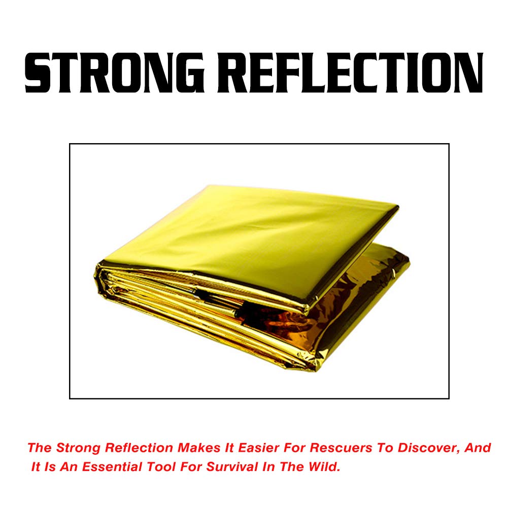 Survival Sleeping Bag,Safe Emergency Mylar Thermal Blankets,After An Accident Use An Emergency Blanket To Cover Your Body To Prevent A Sharp Drop in Body Temperature ,Both sides can be used