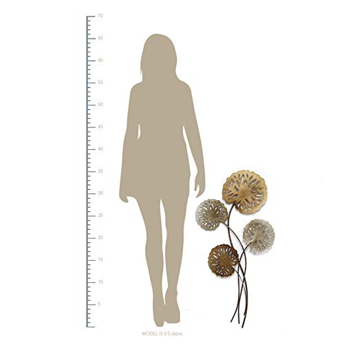 Stratton Home Decor SHD0183 Water Lilies Wall Decor, 17.25 W X 2.25 D X 35.25 H, Multi Metallic