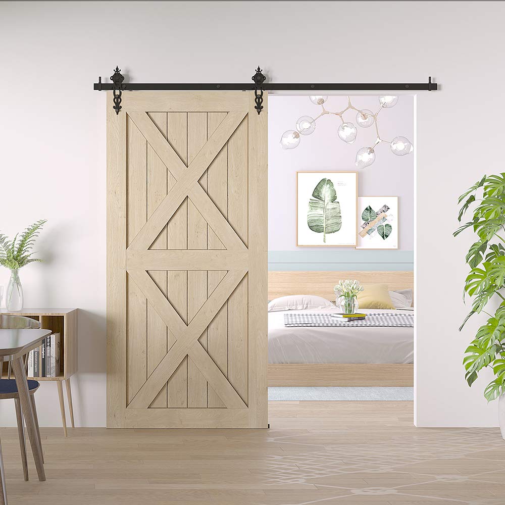 WINSOON Interior Sliding Barn Door Hardware Kit 6FT Heavy Duty Single Door Track Rail Rollers System Set for Cabinet Closet