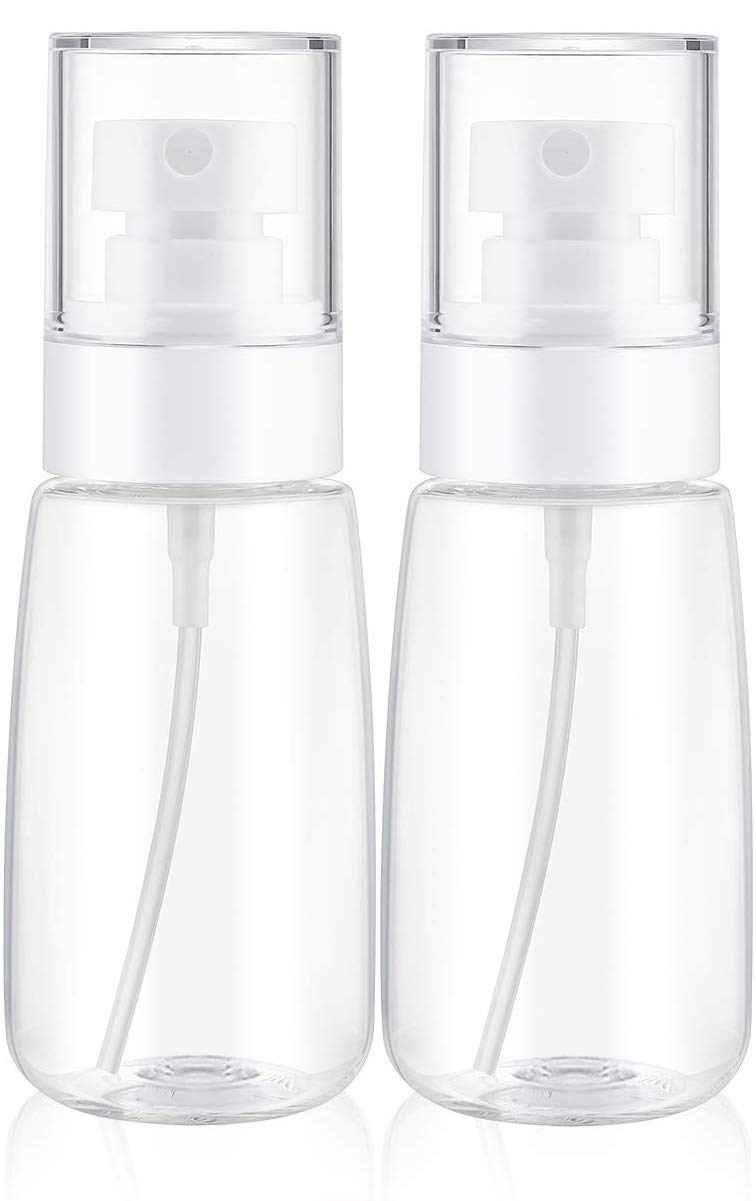 TOSERSPBE Spray Water Bottle Hair Mister, Fine Mist Stylist Sprayers 360 Empty Small Misting Spritzer, Perfume Atomizer with Pump Clear Containers (2PCS/2oz)