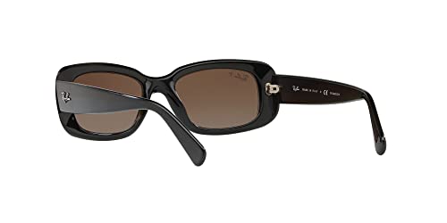 Ray-Ban Women's RB4122 Rectangular Sunglasses, Black/Polarized Grey Gradient, 50 mm